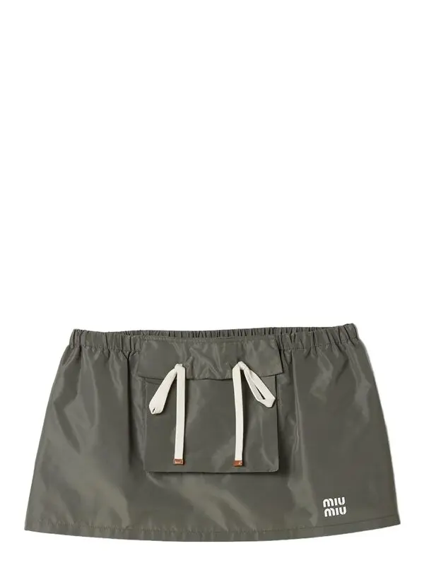 Miu Miu Technical Fabric Miniskirt With Drawstring Pocket - Forest Green