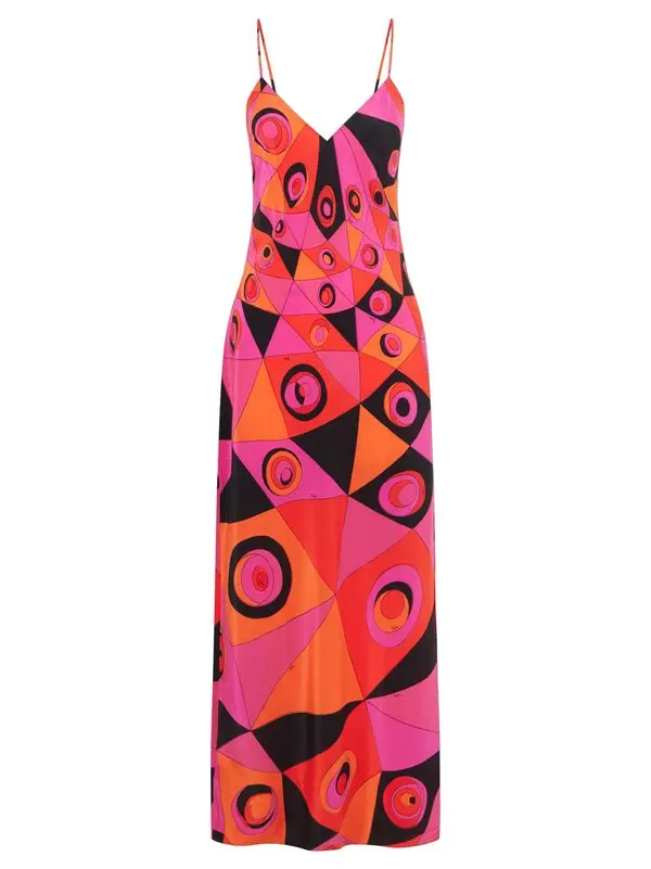 Emilio Pucci Printed Silk Crepe De Chine Maxi Dress - Bright Pink