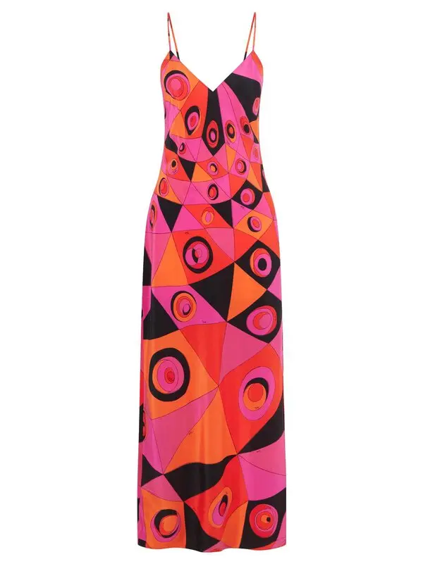 Emilio Pucci Printed Silk Crepe De Chine Maxi Dress - Pink