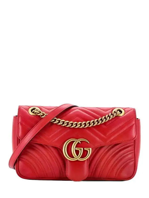 Gucci Matelassé Leather Shoulder Bag - Red