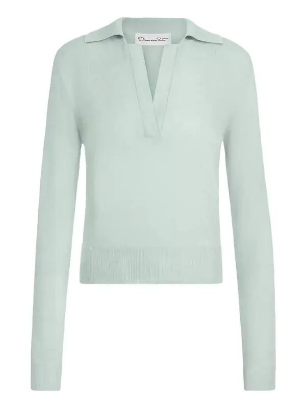 Oscar De La Renta Wool Polo Pullover - Blue