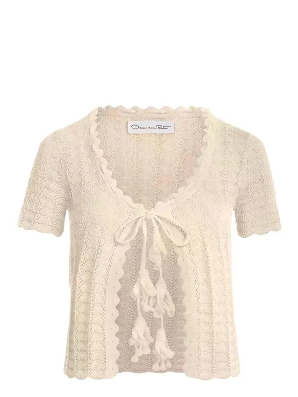 Oscar De La Renta Pointelle Weave Cardigan - Neutrals