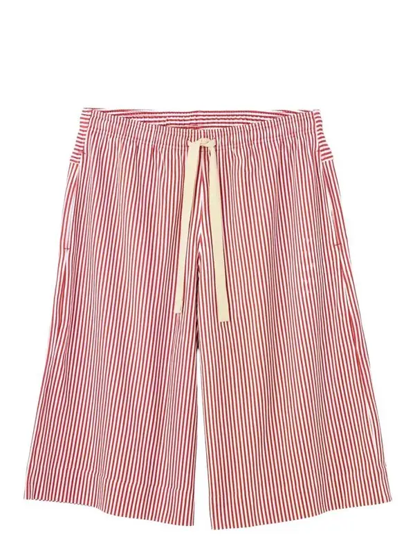 Jacquemus Cotton Stripe Print Drawstring Shorts - Red