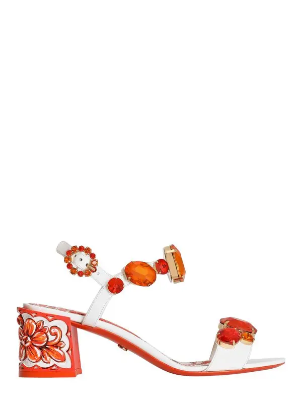 Dolce & Gabbana Embellished Patent Leather Sandals - Multicolor