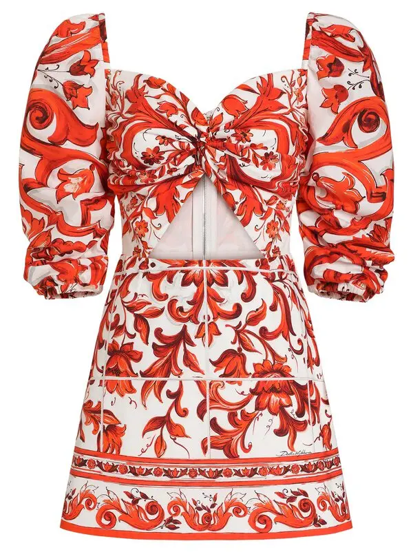 Dolce & Gabbana Majolica-print Poplin Mini Dress - Multicolor