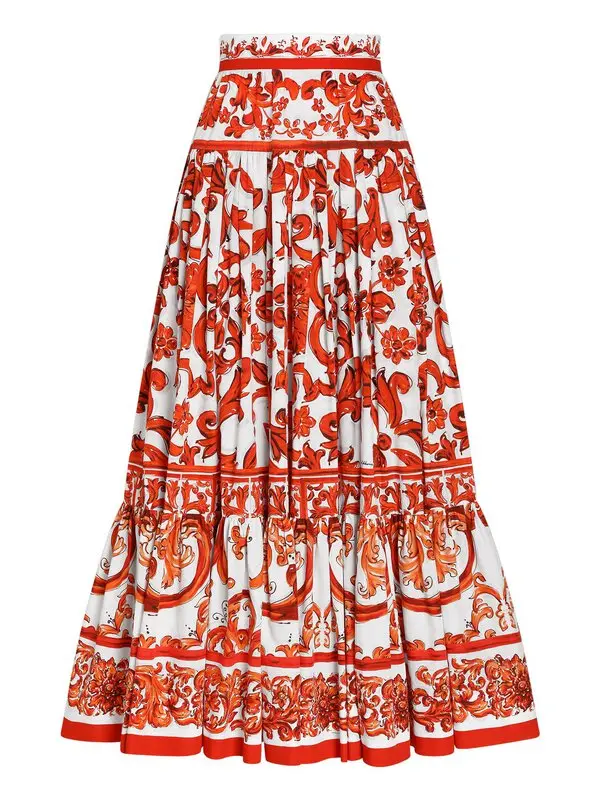 Dolce & Gabbana Majolica-print Poplin Maxi Skirt - Multicolor