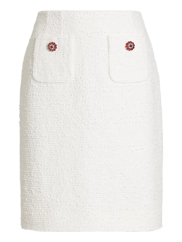 Dolce & Gabbana Tweed Skirt With Jewel Buttons - White