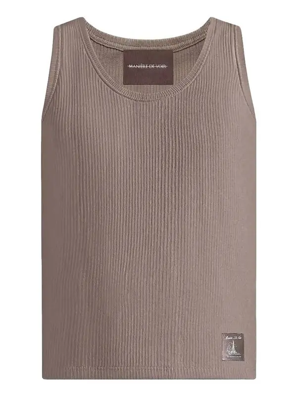 Manière De Voir Vs001 In Mushroom Ribbed Cotton Tank Top - Brown
