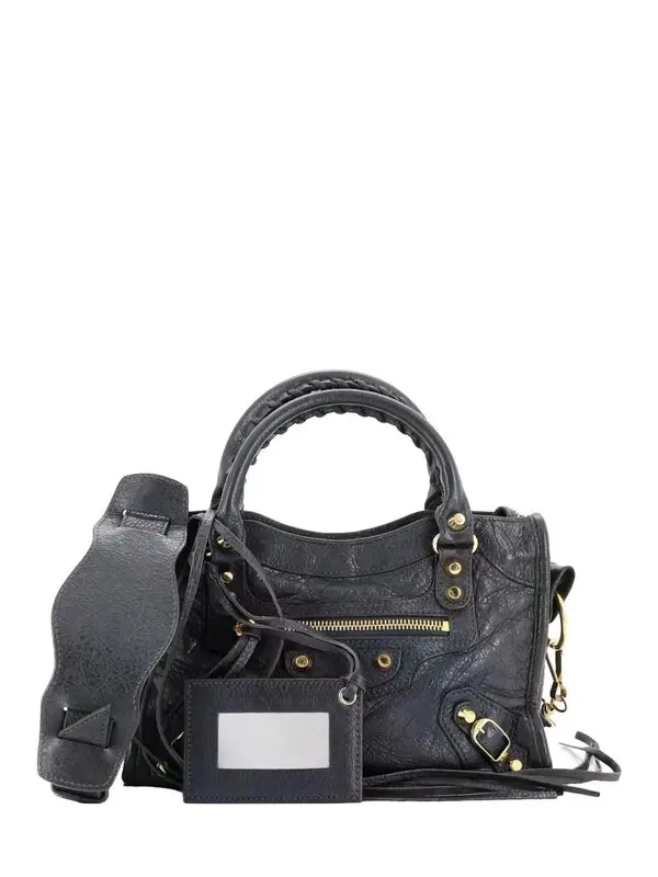 Balenciaga City Classic Studs Leather Mini Satchel - Grey