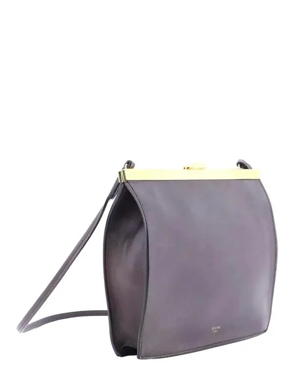 Celine Clasp Crossbody Bag Leather Mini Shoulder Bag - Grey