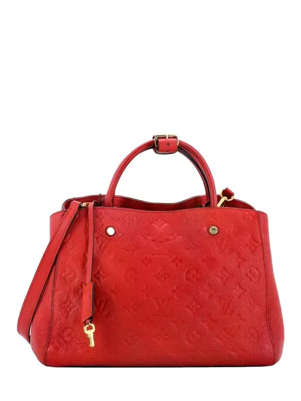 LOUIS VUITTON Montaigne Handbag Monogram Empreinte Leather Mm Satchel - Red
