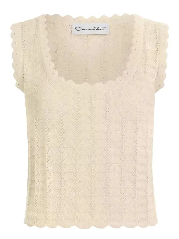 Oscar De La Renta Pointelle Weave Tank - Neutrals