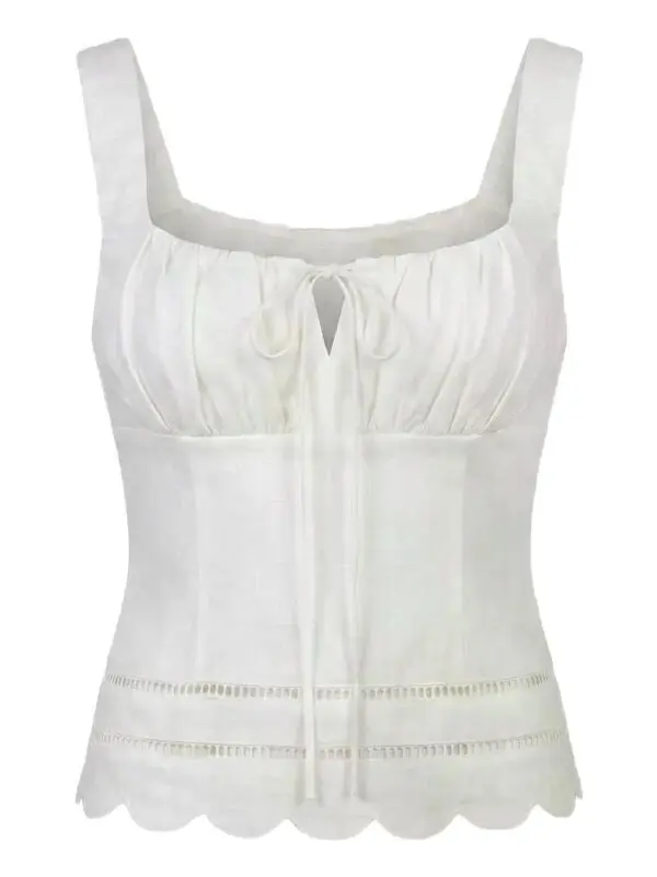 NICHOLAS Lattice-trim Sleeveless Top - White