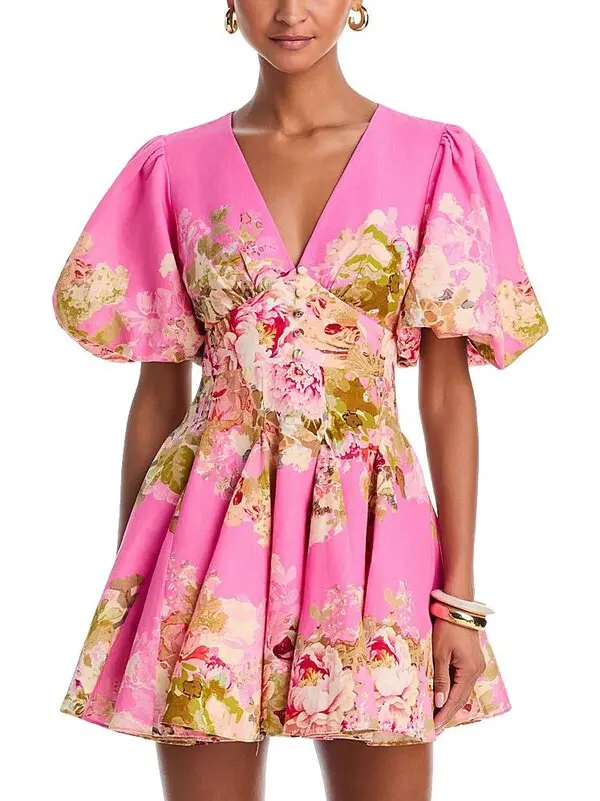 Hemant & Nandita Balloon Sleeve Mini Dress - Pink