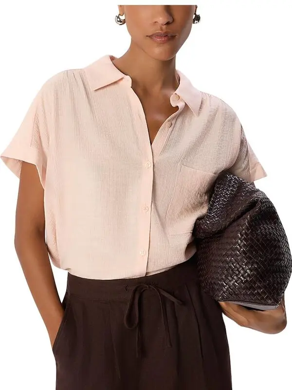 Whistles Nicola Textured Shirt - Pale Pink