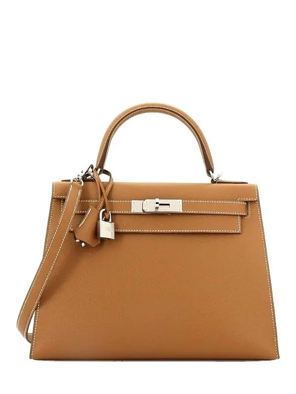 Hermès Kelly 28 Handbag Brown Epsom With Palladium Hardware - Gold