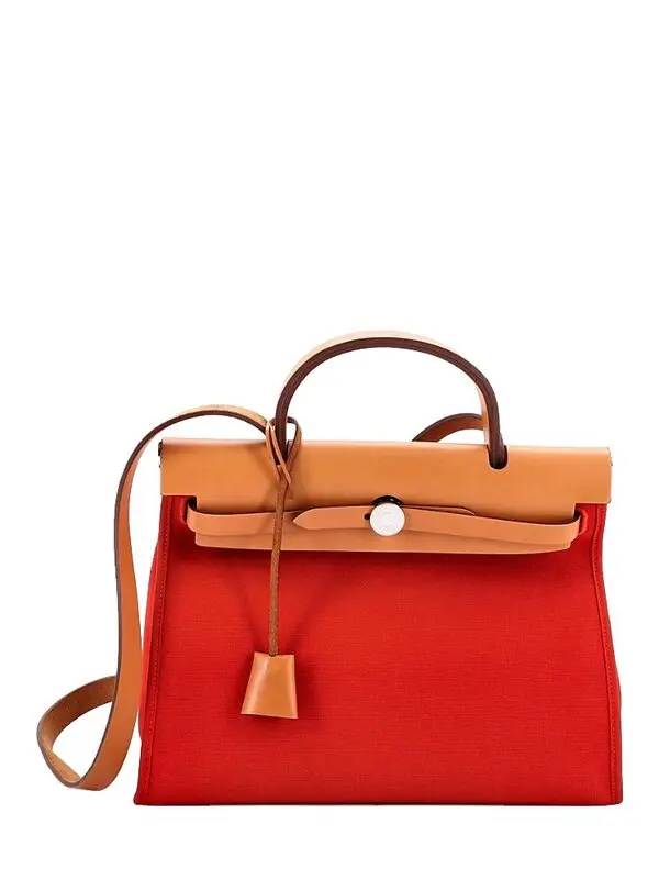Hermès 31 Herbag Zip Leather And Toile - Red