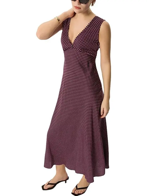 Whistles Sleeveless Polka Dot Midi Dress - Purple/multi