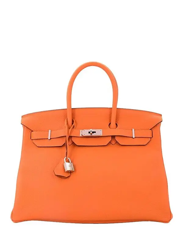 Hermès Birkin 35 Handbag Orange Togo With Palladium Hardware - Feu