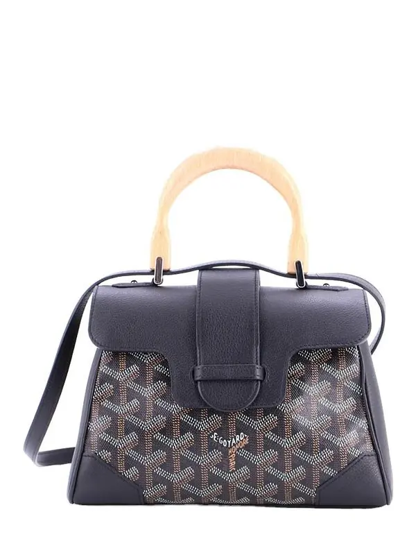 Goyard Saigon Top Handle Bag Coated Canvas With Leather - Black