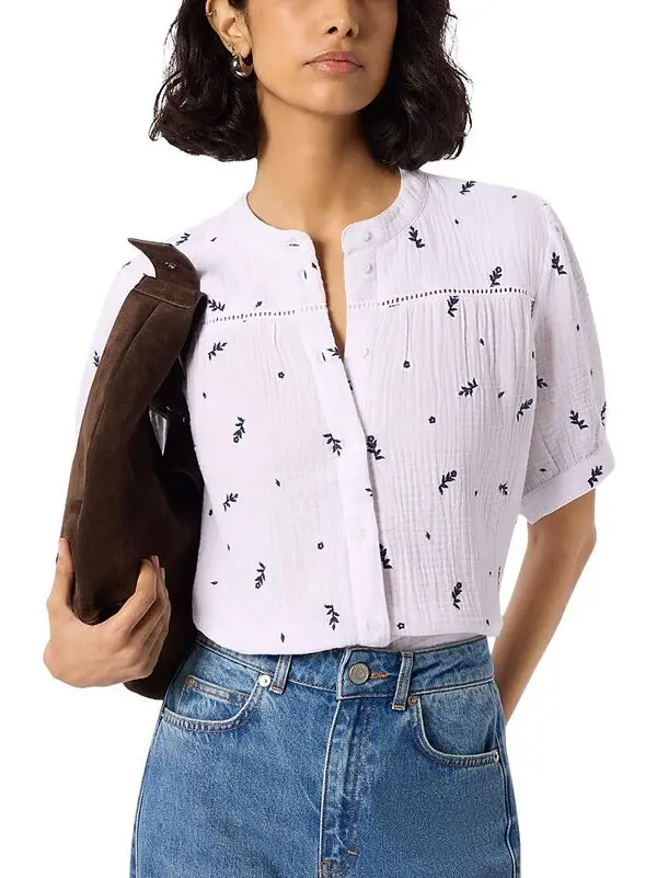 Whistles Embroidered Cotton Blouse - Ivory/multi