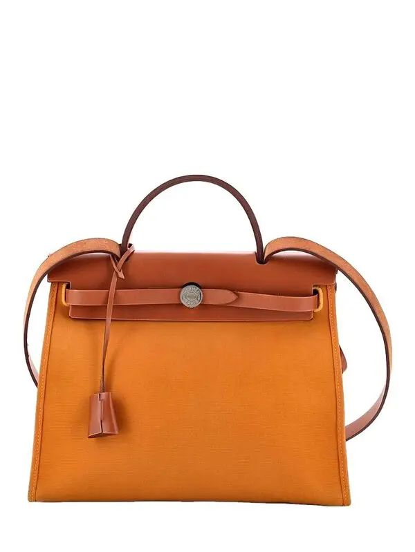 Hermès 31 Herbag Zip Leather And Toile - Brown