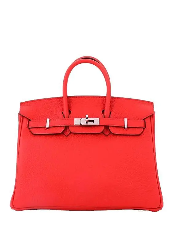 Hermès Birkin 25 Handbag Red Togo With Palladium Hardware - Rouge Radieux