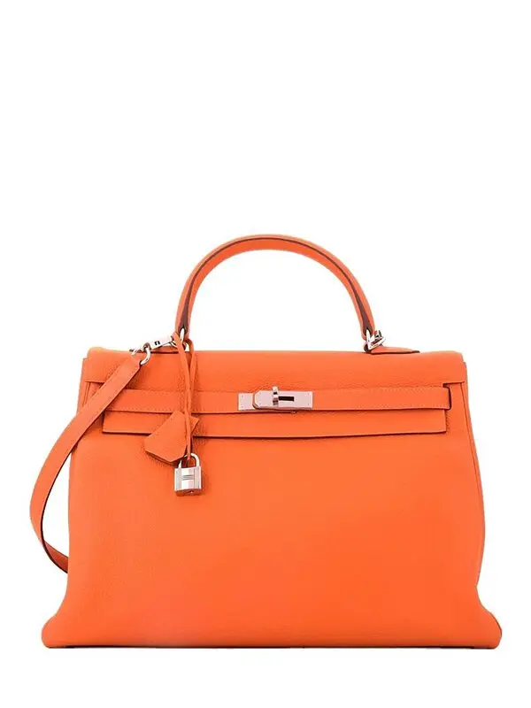 Hermès Kelly 35 Handbag Orange Togo With Palladium Hardware - Orange H