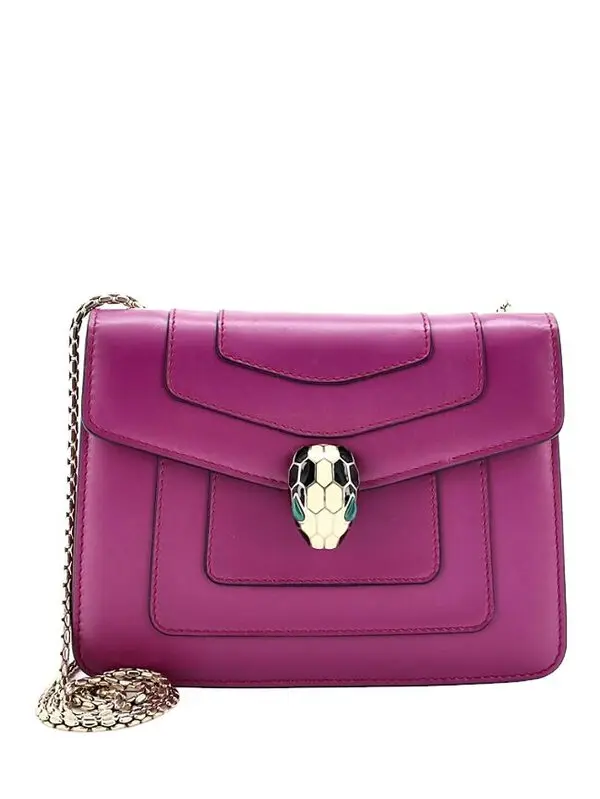 BVLGARI Small Serpenti Forever Square Shoulder Bag Leather - Purple