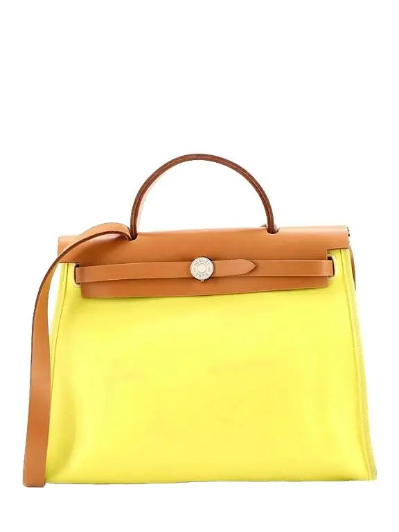 Hermès 31 Herbag Zip Berline Vache Canvas And Leather - Yellow
