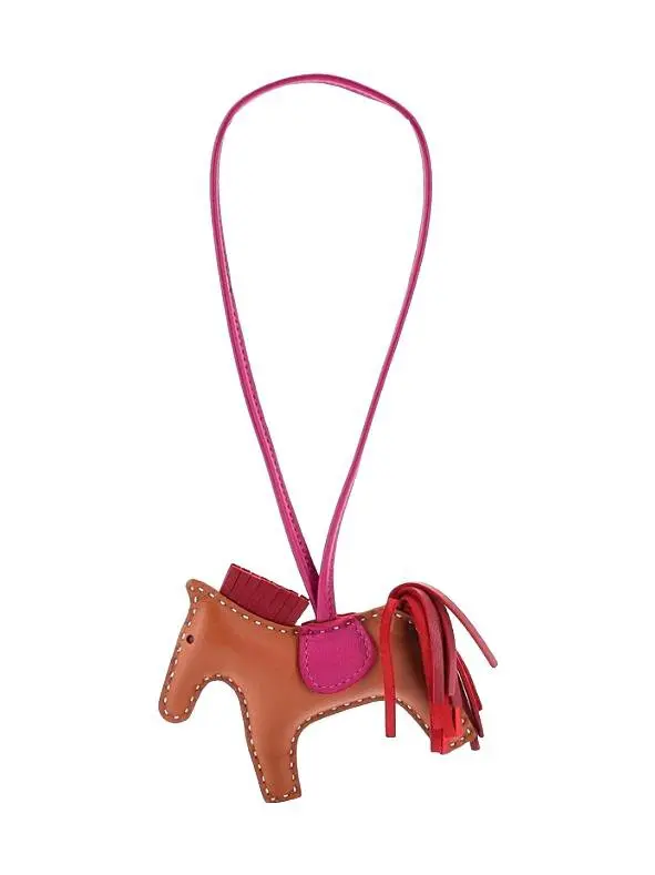 Hermès Pm Grigri Rodeo Bag Charm Leather - Brown/ Brown/ Pink/ Red