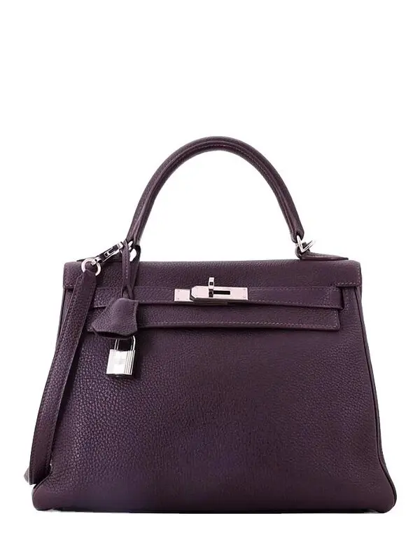 Hermès Kelly 28 Handbag Purple Togo With Palladium Hardware - Raisin