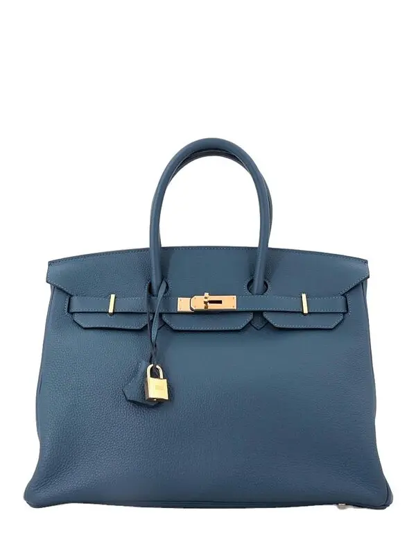 Hermès Birkin 35 Handbag Blue Togo With Gold Hardware - Colvert