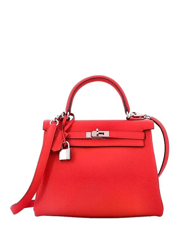 Hermès Kelly 25 Handbag Red Togo With Palladium Hardware - Rouge De Coeur