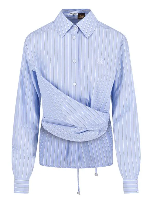 Loewe Striped Cotton Poplin Shirt - Light Blue