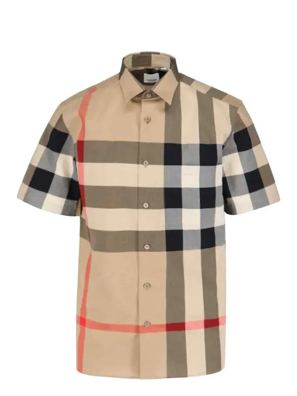 Burberry Check" Cotton Shirt - Beige