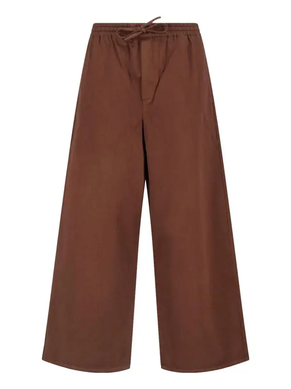 Loewe Anagram" Wide Leg Cotton Pants - Brown