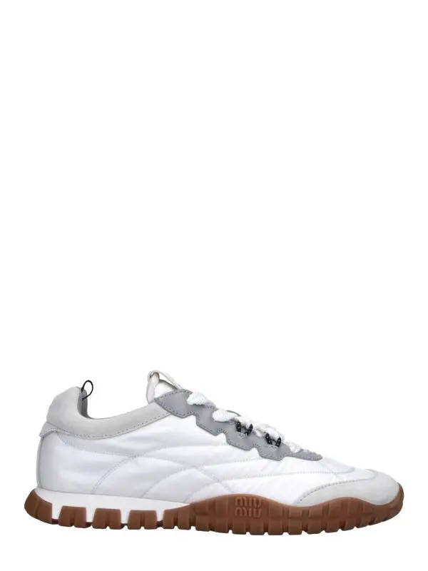 Miu Miu Tyre" Sneakers In Recycled Fabric And Suede - White