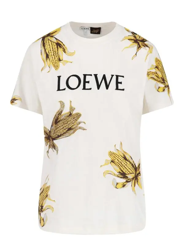 Loewe Printed Beaded T-shirt - Cream