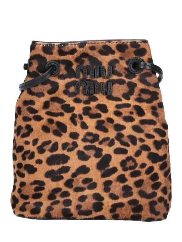 Miu Miu Leopard Print Pouch - Brown
