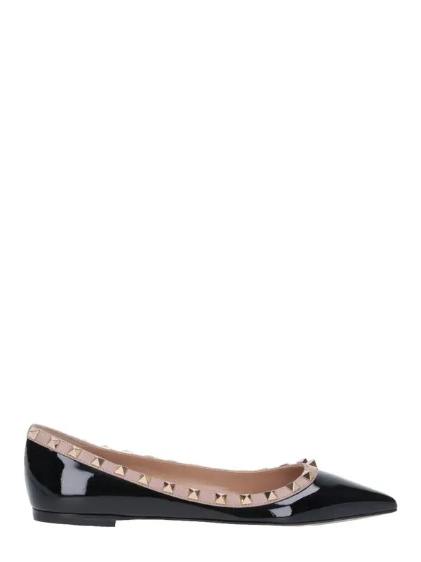 Valentino Garavani Patent Leather Rockstud Ballet Flats - Black