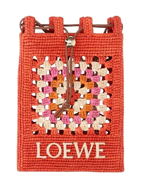 Loewe Raffia Pouch - Orange