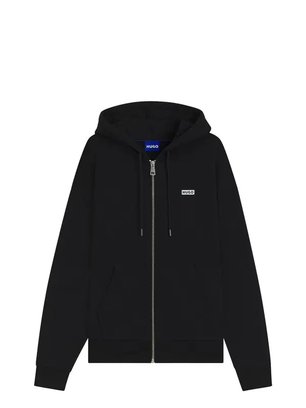 Hugo Logo-print Cotton Terry Hoodie - Black