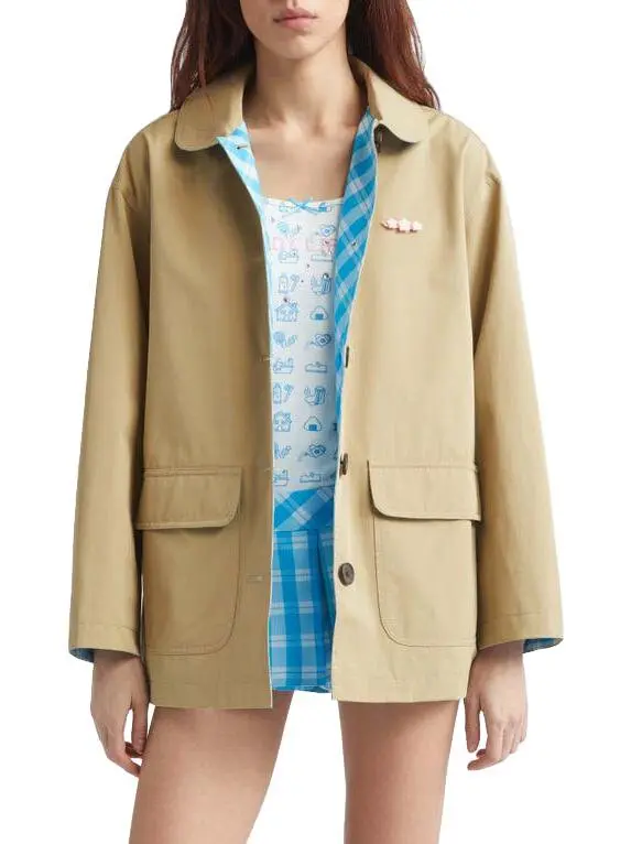 Sandy Liang Romaine Cotton Gabardine Barn Jacket - Sand
