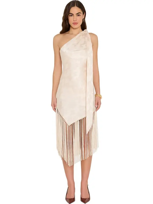 Amanda Uprichard Chrishell One-shoulder Fringe Mini Dress - Vanilla