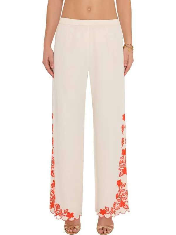 Amanda Uprichard Coraline Wide-leg Pants - Natural Combo