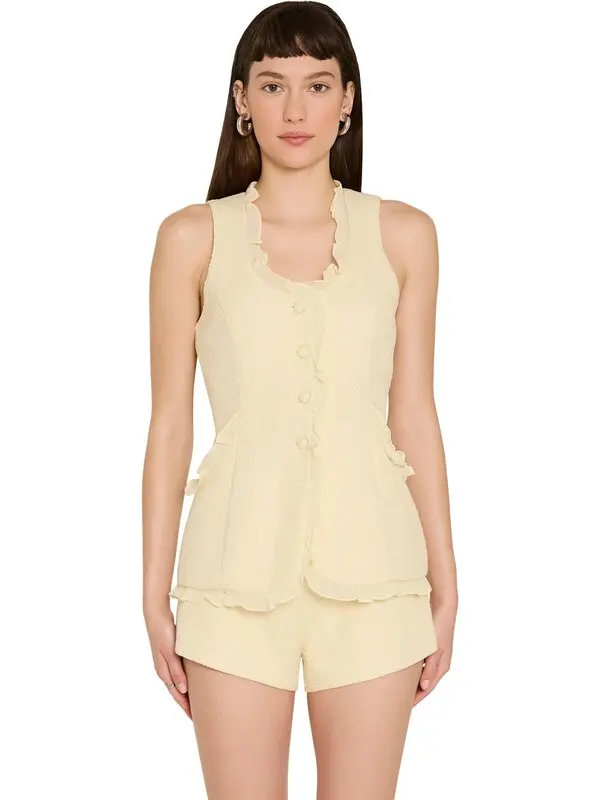 Amanda Uprichard Kya Top In Camellia Tweed - Cornsilk