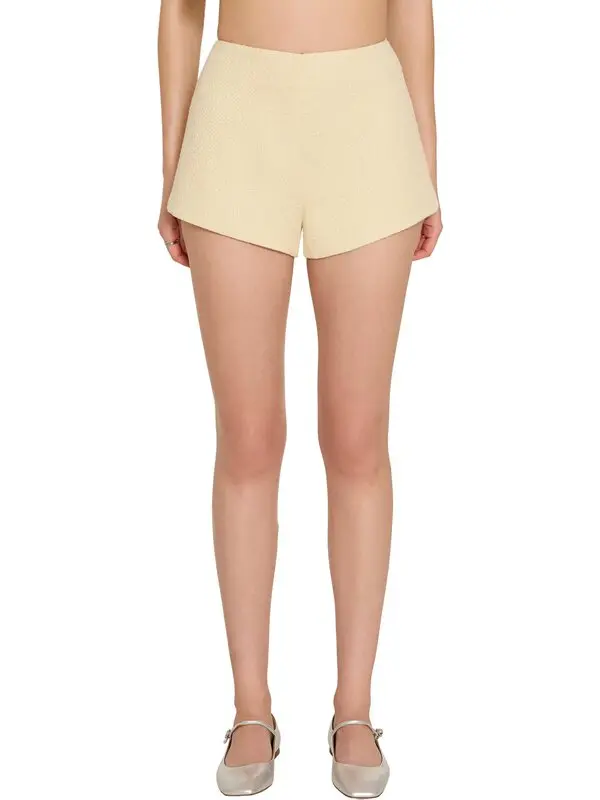 Amanda Uprichard Kya Tweed Shorts - Cornsilk