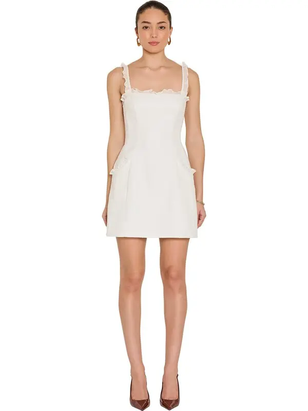 Amanda Uprichard Andreina Tweed Mini Dress With Ruffle Trim - Ivory