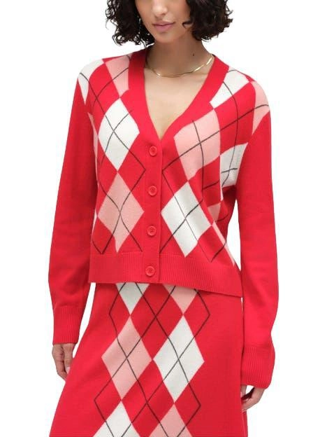 Chinti & Parker Argyle Wool-cashmere Cardigan - Red